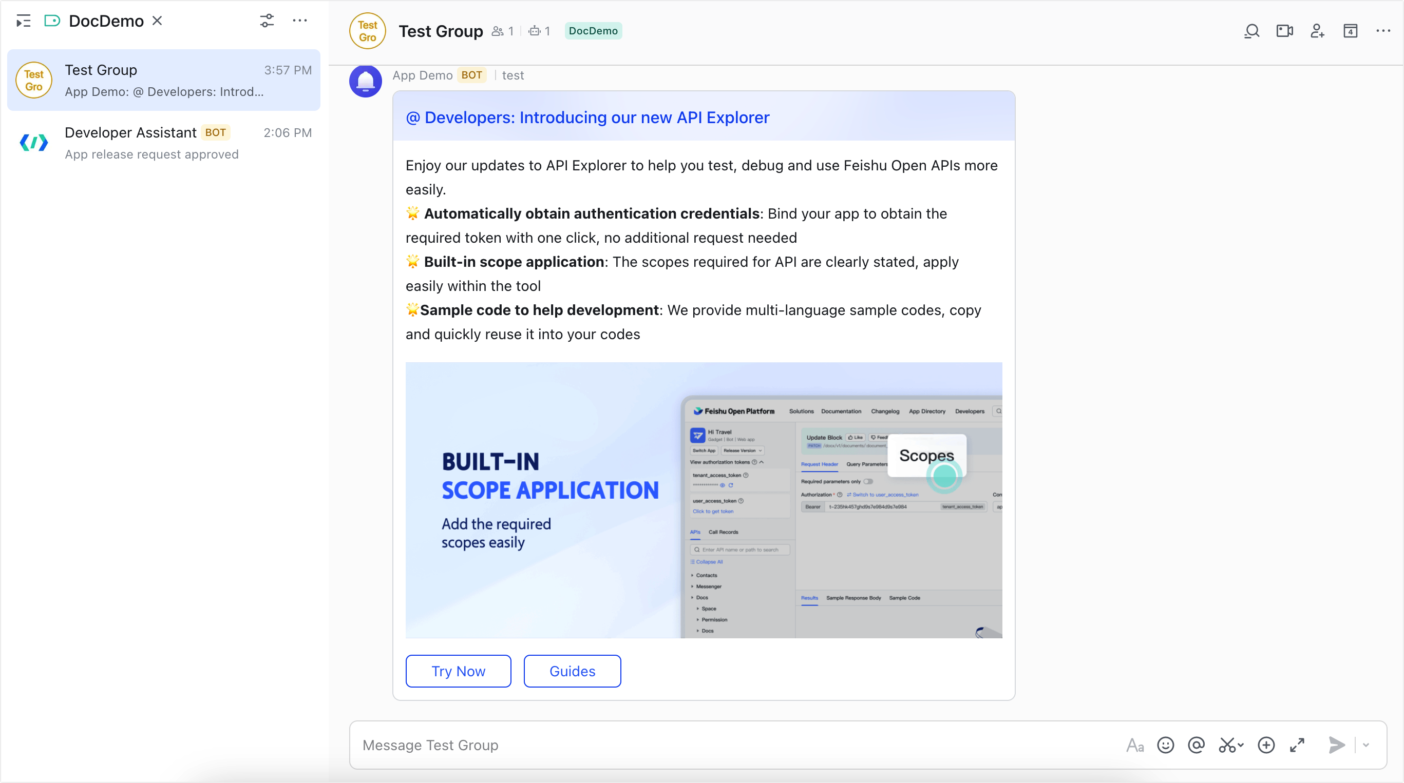 使用应用机器人发送卡片消息 - 开发指南 - 飞书开放平台